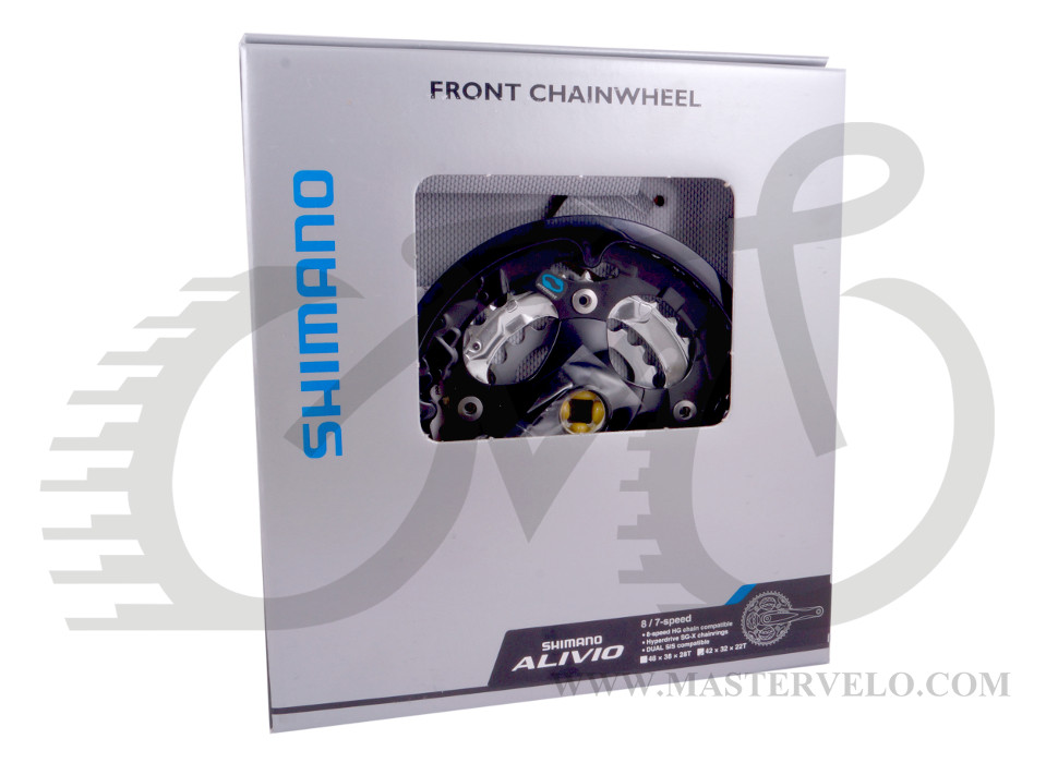 Шатуны Shimano FC-M410 Alivio, 175мм, 42x32x22, защита, черн.